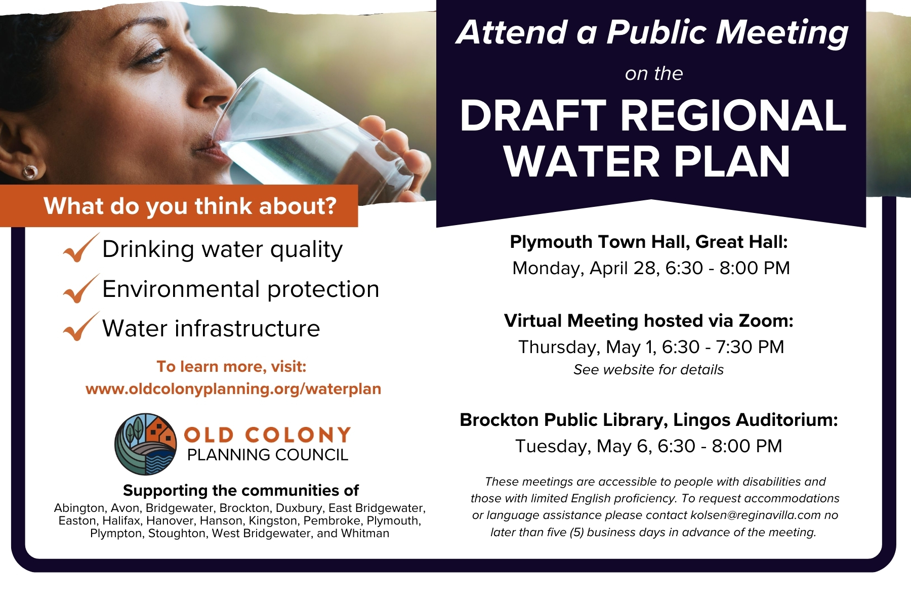 Regional Water Plan Public Meeting (Virtual) - Old Colony Planning